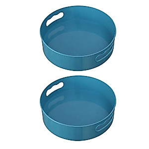 2pcs Lazy Susans Turnable Organizer Cabinet Turnable Bin Rotating Storage Container for Kitchen Counter Pantry Fridge Undersink Blue