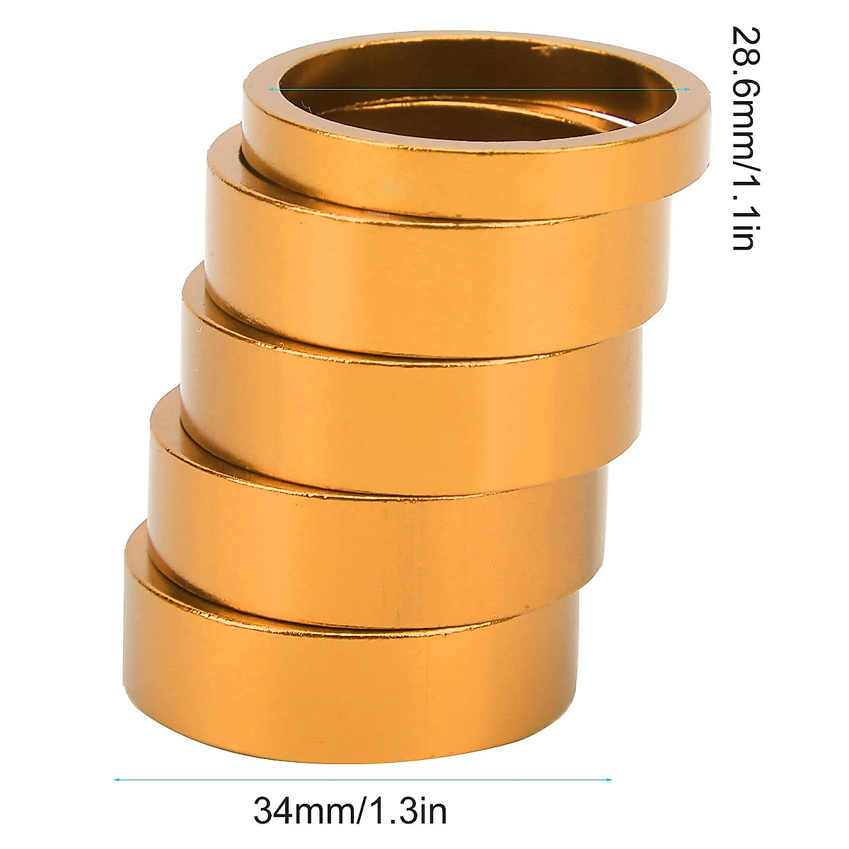 5 Pieces Mountain Bike Front Fork Washer, Stem Headset Spacer Fork Gasket(Gold)