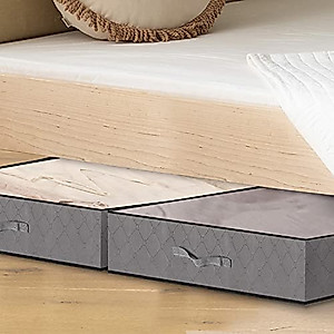 BAYUTE Foldable Under Bed Storage Bag - 2Pack Breathable Zippered Organizer with Clear Window and Handle for Clothes, Pillows, Quilts & Blankets, 39.4x19.7x5.9 inches, (Grey)