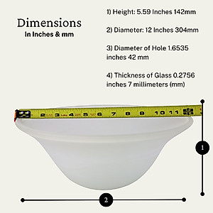 LIGHTACCENTS Alabaster White Glass Lamp Shade Replacement for Floor Lamp - Lamp Shade for Floor Lamps - Glass Lamp Shade - Floor Lamp Shade - Light Fixture Replacement Glass (White Marble)