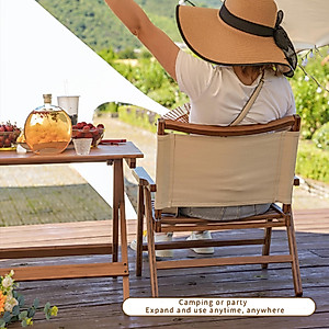 JIKUGO Bamboo Folding Chair Camping Comfy Camping Chair Small Patio Furniture(Original Wood Colour)