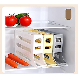 30 Eggs Egg Holder for Fridge,4 Tiers Egg Holder for Fridge,Auto Rolling Fridge Egg Organizer for Refrigerator,Space-Saving Egg Dispenser Holder,Fridge Egg Rack, Egg Storage Rack for Kitchen(White)