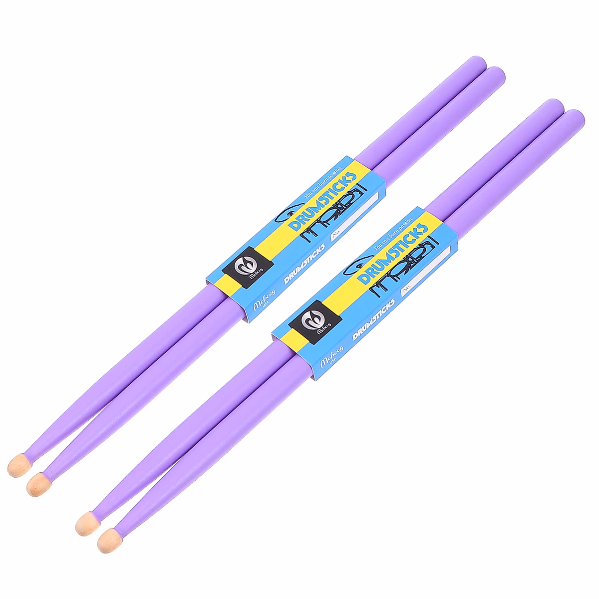 MILISTEN 2 Pairs Purple Maple Percussion Drum Sticks Maple Wood Drumsticks Non Slip Drum Sticks Wood Tip Maplewood Drumstick for Kids Students and Adults