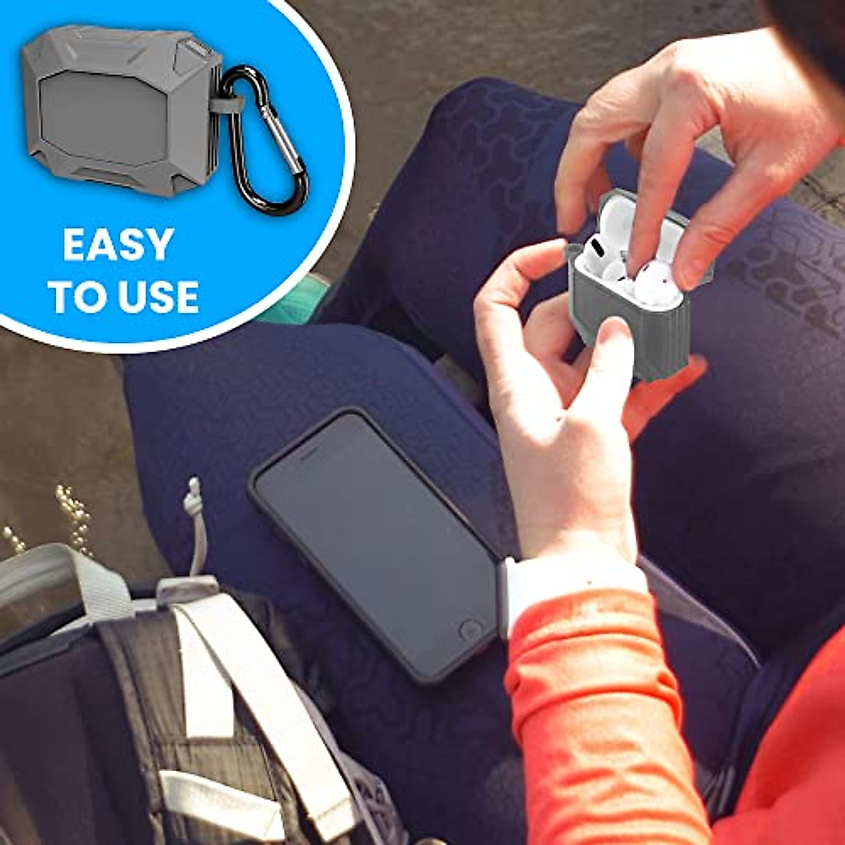 Airpods Pro Case Cover – Silicone Case for Earbuds with Geometric 3D Design – Modern and Stylish Earbud Covers for Cases for AirPods Pro – Shockproof Protecting Ear Bud Cover Silicone (Black)