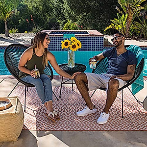 Best Choice Products 3-Piece Outdoor Acapulco All-Weather Patio Conversation Bistro Set w/Plastic Rope, Glass Top Table and 2 Chairs - Black