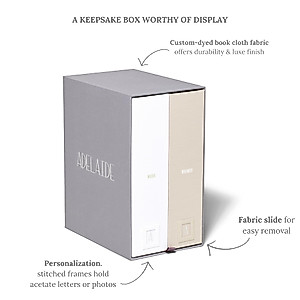 Savor | Personalized Deluxe Baby Keepsake Box | Fabric Bound Acid-Free Modern Gender-Neutral Newborn Keepsake and Memory Organizer with Labels |for Pregnancy, Mother’s Day, Baby Shower, New Baby