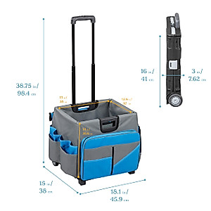 ECR4Kids - ELR-0550B-BL MemoryStor Universal Rolling Cart and Organizer Bag Set, Blue