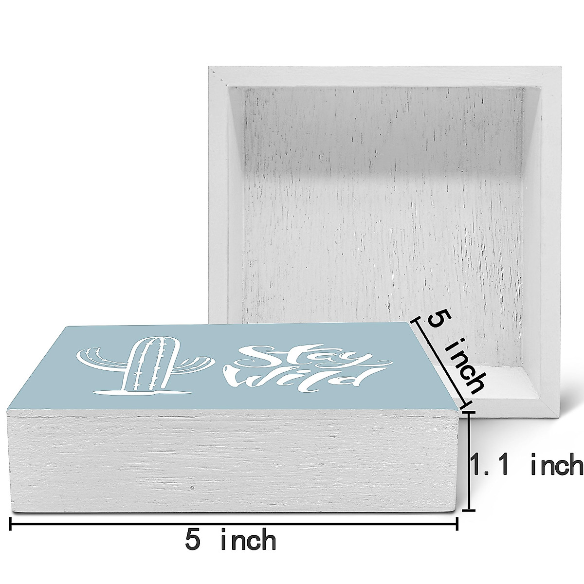 SRADMO Stay Wild Retro Western Country Cactus Wood Box Sign Desk Decor，Wild West Wooden Block Box Sign Decoration For Western Home Shelf Table Decor