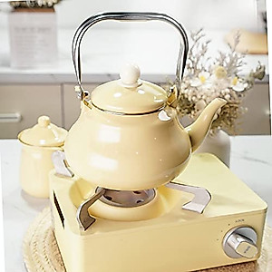 MIPODS Enamel Tea Kettle for Stovetop, 1.5L Enamel Teapot Coffee Pot with Metal Anti-Scald Handle, Hot Water Kettle Pot for Kitchen Gas Stove Top