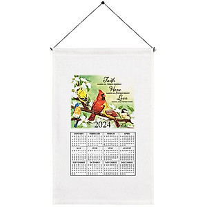 Faith, Hope, Love Calendar Towel with Dowel and Hanging Cord, 100% Cotton