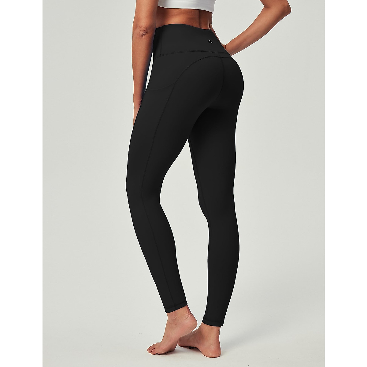 IUGA Compression Leggings for Women Tummy Control No Front Seam Leggings with Pockets High Waisted Workout Yoga Pants Black