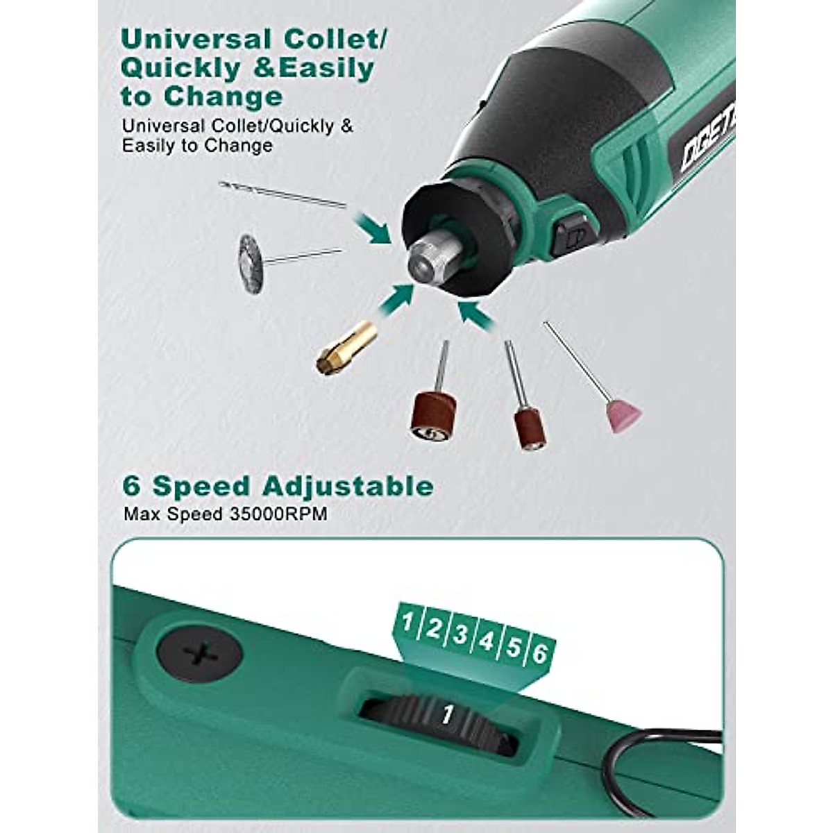 Ogeto Corded Power Rotary Tools with 6 Variable Speeds, 131 Accessories, Powerful Engraver, Polisher, and Sander, 5000-35000RPM Electric Drill Set for Handmade Projects and DIY Creations