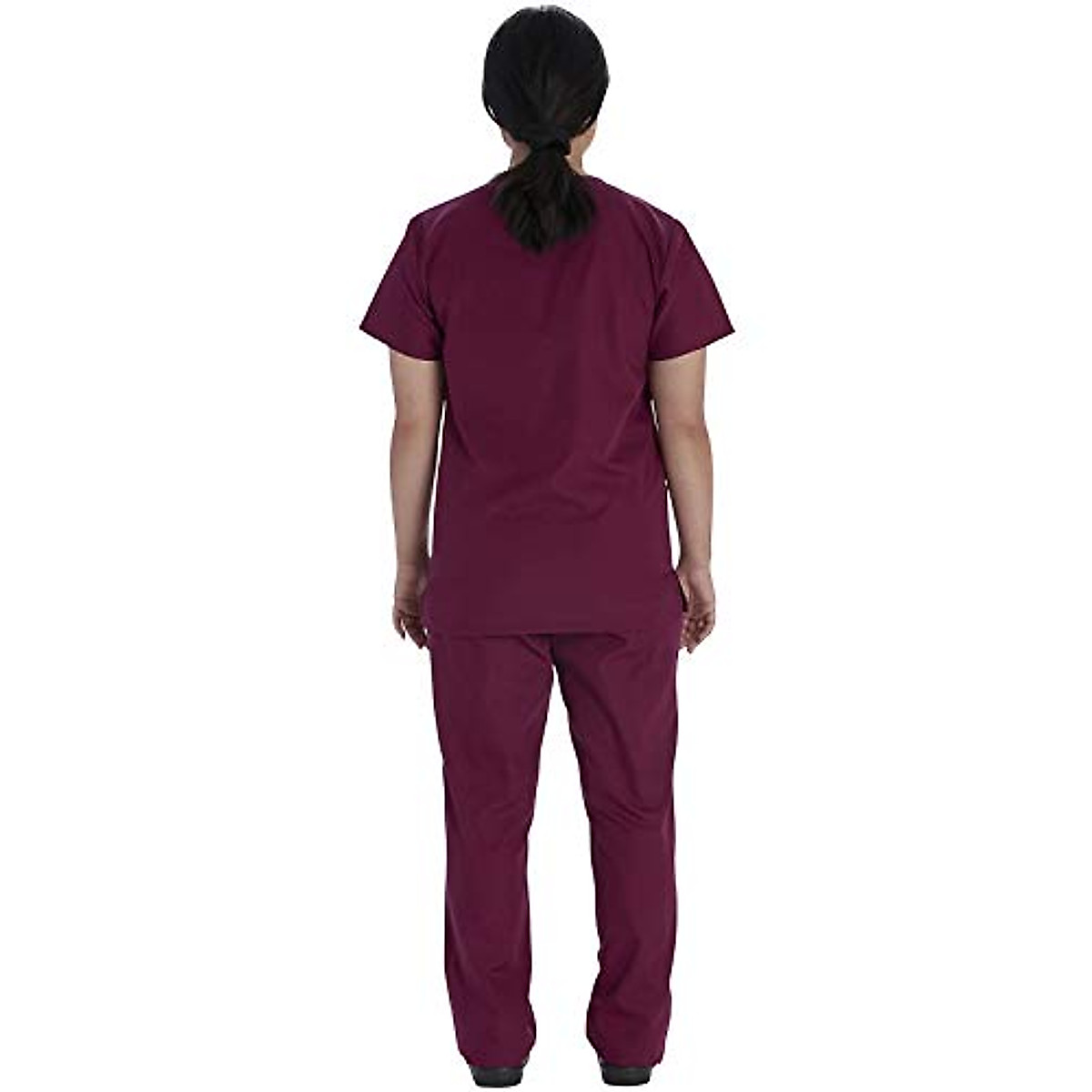 Vital Threads Men and Women Scrubs Set V-Neck Top & Drawstring Pant, VT526C, XL, Wine