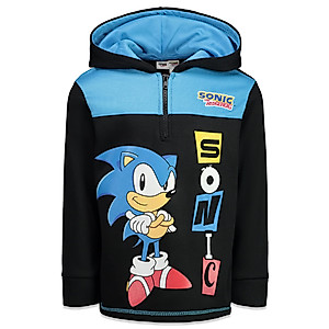 SEGA Sonic The Hedgehog Little Boys Fleece Half Zip Hoodie Black 7