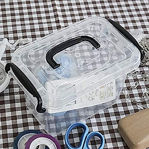 Kiddream Set of 6 Clear Plastic Latching Box, Storage Bin with Lid, F