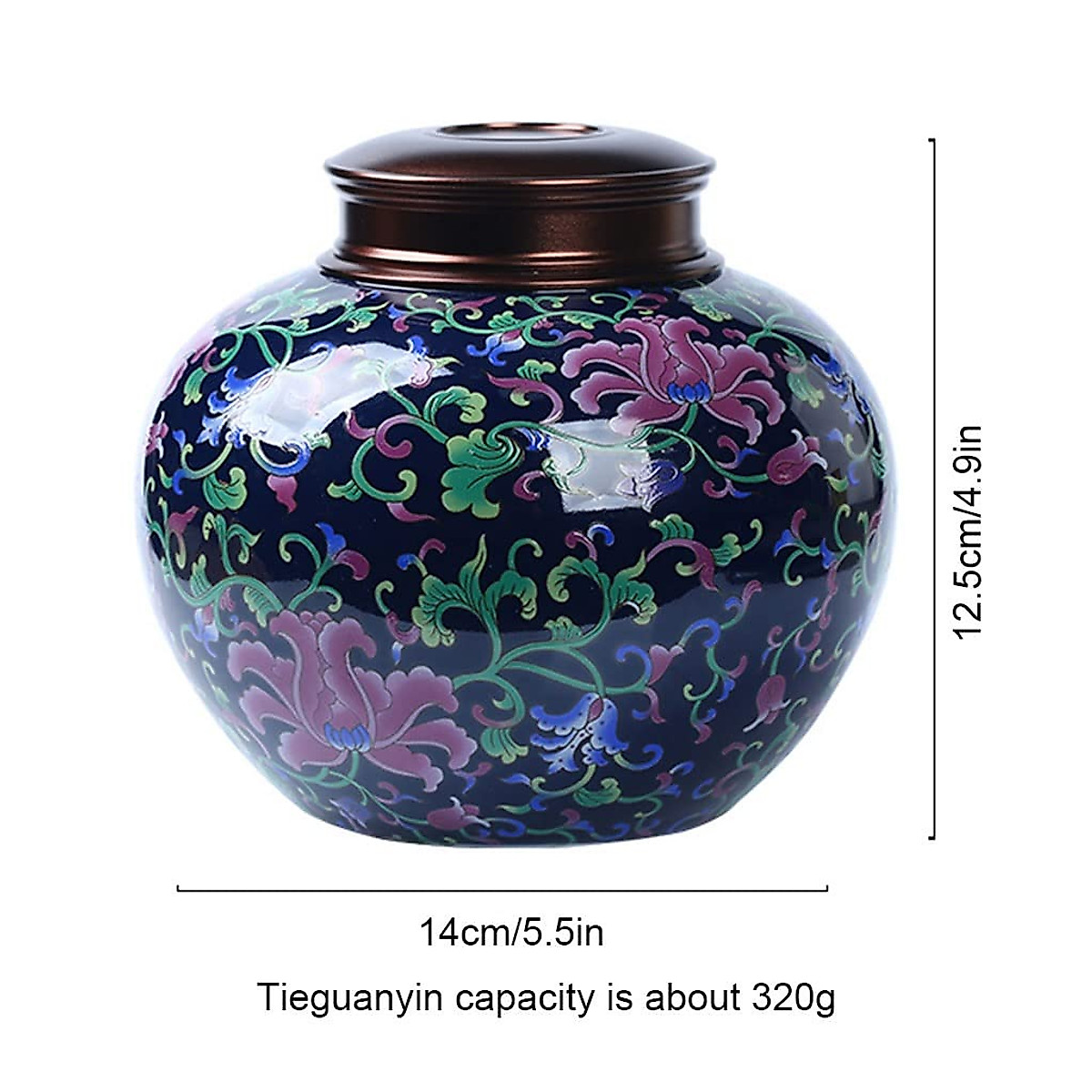 G’z Ceramics Tea Caddies Sugar Bowl Cereal Containers Storage Jars with Airtight Bamboo Lid for Food Storage Candy Cookie Buffet Coffee Oatmeal Tea Sugar Container