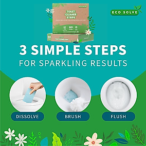 Natural Toilet Bowl Cleaner Strips, Eco-friendly, Non-toxic, Septic Safe, Removes Odors & Stains, Plastic-free, Natural Toilet Bowl Cleaner for Quick and Easy Cleaning, Toilet Fresheners (60 count)