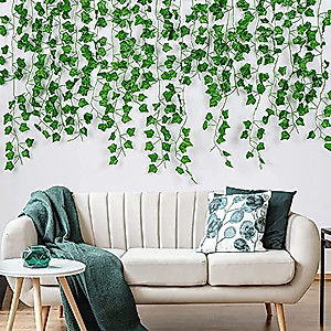 Artflower Fake Vines for Bedroom, 8 Pcs 56Ft Fake Ivy Vines Greenery Garland Artificial Ivy Leaves Fake Hanging Plants for Office Garden Wedding Wall Room Decor