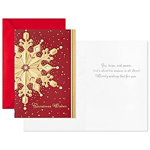 Hallmark Boxed Holiday Cards, Red and Gold Snowflake (40 Cards with Envelopes)