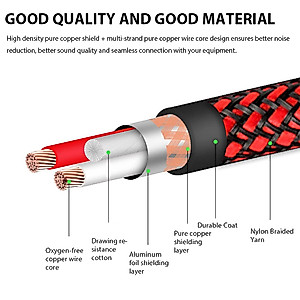 YESPURE 10Ft Guitar Lead Cable,1/4 Straight to Right Angle Audio Instrument Cables for Electric Guitar, Bass Guitar,Electric Mandolin,Electric Bass,Pro Audio（10Ft/3M Red）