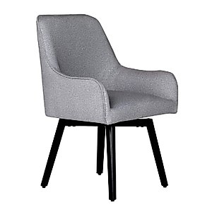 Studio Designs Home Contemporary Spire Luxe Swivel, Rotating, Upholstered, Accent Dining Arms and Metal Legs in Heather Gray Home-Office-Desk-Chairs, 25.5" W x 24" D x 35.5" H
