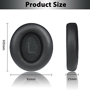 Adhiper Replacement Ear Pads for Anker Space Q45 Headphones, Ear Cushions for Soundcore by Anker Space Q45 Adaptive Noise Cancelling Headphones,with Buckle, Soft Protein Leather, Memory Foam(Black)