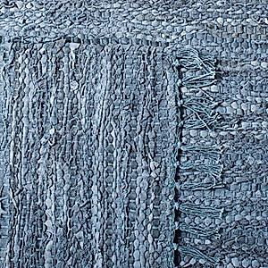 SAFAVIEH Vintage Leather Collection 8' x 10' Blue/Grey VTL501M Handmade Boho Fringe Leather Area Rug