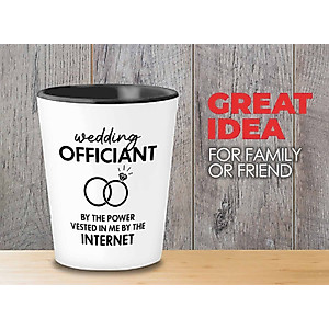 Bubble Hugs Wedding Officiant Shot Glass 1.5oz - Power Vested by Internet - Funny Officiant Proposal Marry Us Invitation Pastor Priest Internet Ordained Minister Humor