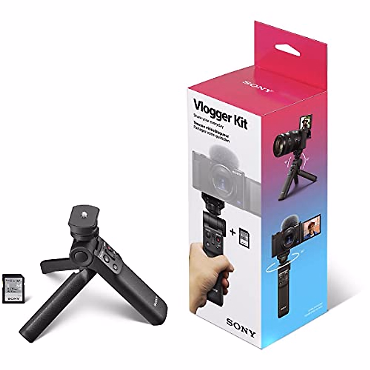 Sony ZV-1 Compact 4K HD Camera ACCVC1 Vlogger Accessory Kit with Wireless Bluetooth Grip/Tripod (GP-VPT2 BT) and 64GB UHS-II SD Card (SF-E64/T1)
