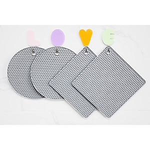 FELIBAY Silicone Trivet Flexible Pot Mats Non Slip Potholder Heat Resistant Kitchen Trivet Hot Pads, Multi Purpose Pot Holder Jar Opener Spoon Holder Oven Mitts (Grey)