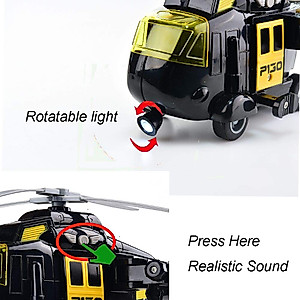 OMGTOY Military Helicopter, Airforce Airplane Toy with Hanging Basket Lights and Sounds for Kids(Black)