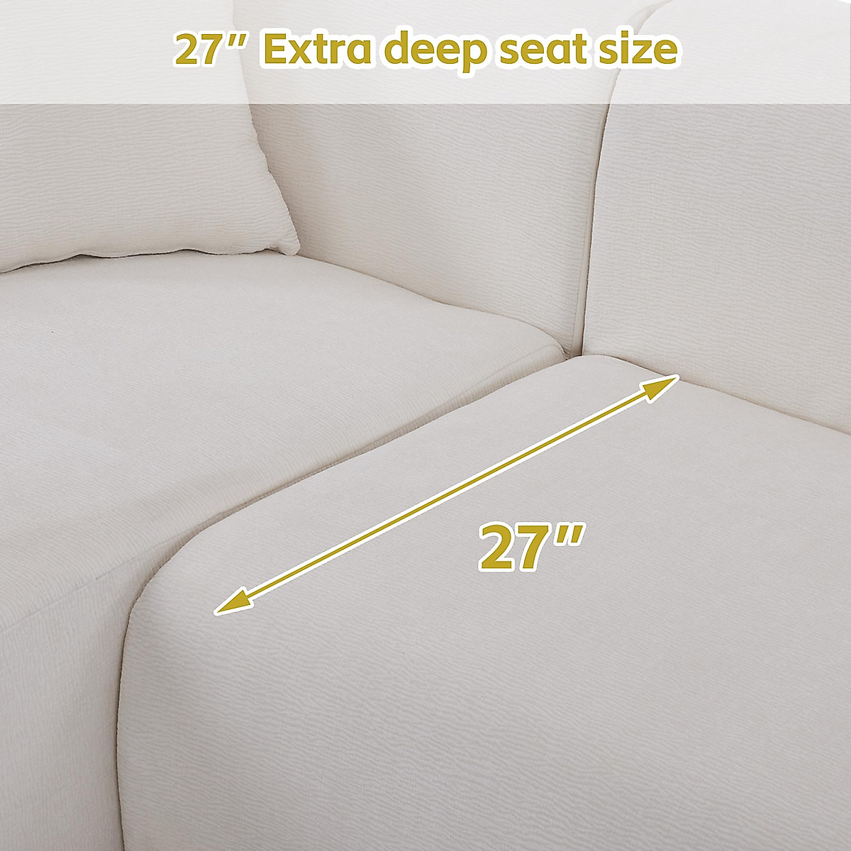 Yoglad Minimalist Style Modern L Shape Sectional Sofa Set, 3 Seat Upholstered Cloud Couch with Chaise Lounge - for Living Room,Bedroom,Apartment(Chenille Cream)