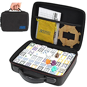 Bucher&Rossini Mexican Train Dominoes Set Double 15, 136 Colored dot Tiles with Hard EVA Carry Case for Kids & Adults Dominoes Board Game