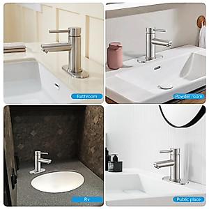 KPWATER Bathroom Faucets with Pop Up Drain, Stainless Steel Single Handle Bathroom Sink Faucets with Water Faucet Supply Lines for Bathroom Farmhouse RV Vanity(Brushed Nickel)