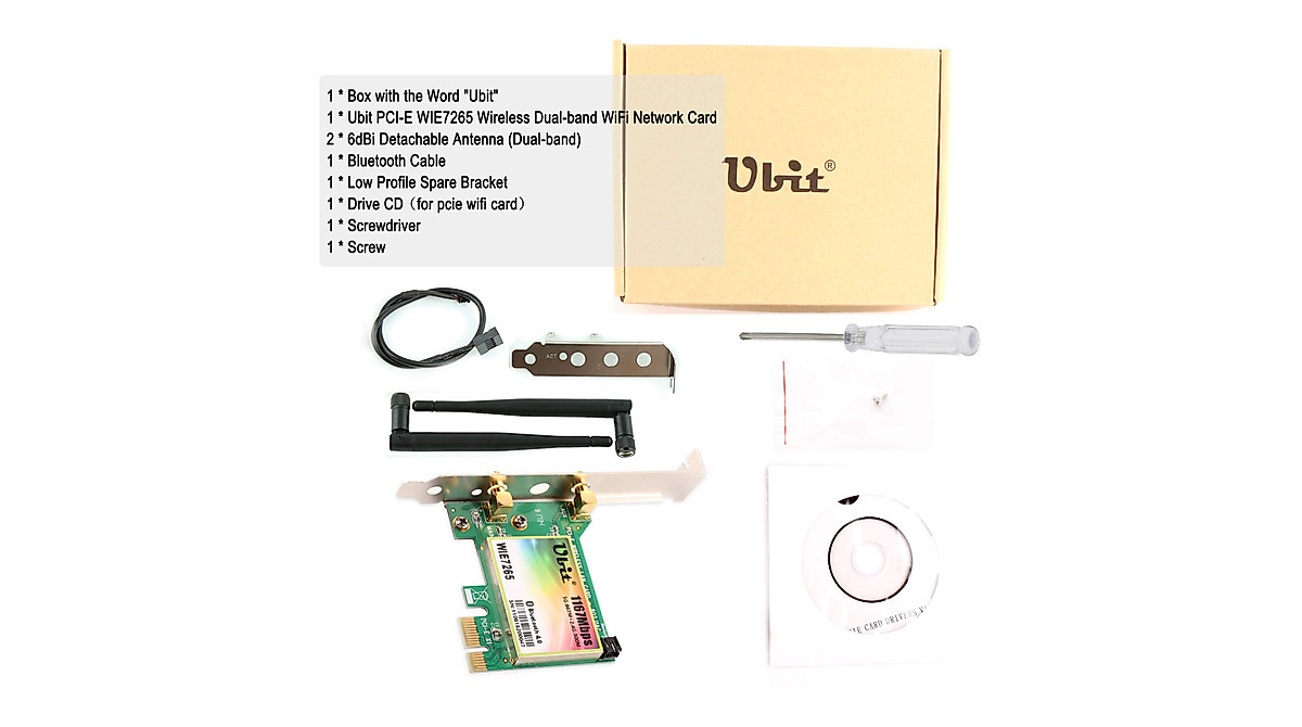 Ubit AC7265 WiFi Card - 1200Mbps Dual Band Adapter