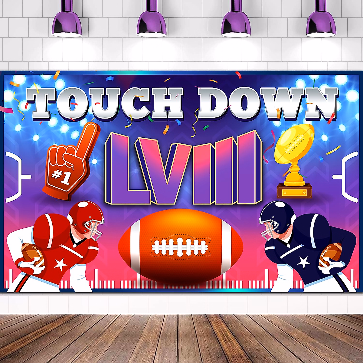 Large 71" X 43" Super Football Backdrop, Super Football Party Decorations 2024 Backdrop, Super Football Decorations 2024 Touchdown Banner, Super Football Party Supplies 2024 tineit