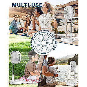 brocoon Desk and Floor Fan, 12500 mAh Portable Folding Rechargeable Fan Adjustable Height 14.6"-40.2", Automatic Oscillating Fan for Office Home Outdoor Camping Travel