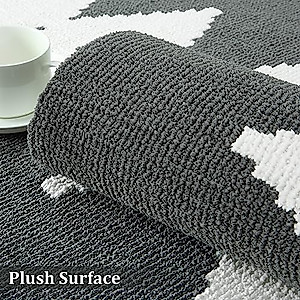 GlowSol Area Rugs 8x10 Boho Living Room Rugs Geomertic Shaggy Rugs Boho Moroccan Rug Non Slip Floor Cover Soft Fluffy Area Rug Bedroom Dining Room Office Rug Accent Carpet,Grey 8x10