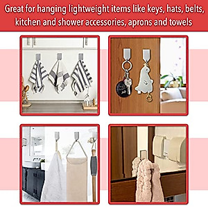 UNCO- Metal Small Adhesive Hooks, 10 Pack, Stainless Steel, Hooks for Hanging Towels, Adhesive Wall Hooks, Stick on Hooks, Self Adhesive Hooks, Hanging Hook, Kitchen Hooks, Adhesive Hook, Sticky Hook