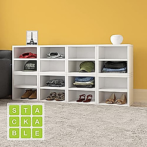 Way Basics Modular Connect Cube Cubby Storage, Stackable Closet Organizer Display Shelf (Tool-Free Assembly and Uniquely Crafted from Sustainable Non Toxic zBoard Paperboard), White, 13.4"x12.6"x11.2"