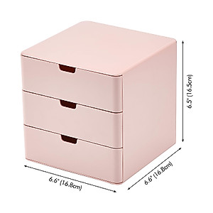Dalanpa 3-Drawer Vanity Organizer, Compact Storage Organization Drawers Small Size Pink