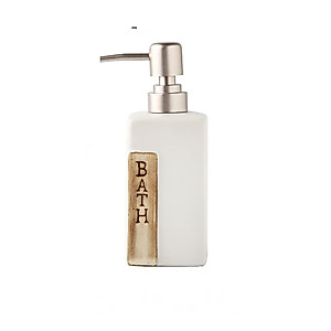 Ceramics Hand Soap Dispenserfor Bathroom, Gold soap Dispenser for Kitchen Sink Refillable Liquid Hand Soap Dispenser with Gold Pump Classic and Timeless Design 13.5Oz (White Square)