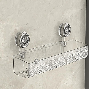 YLBUH Raidley No Drill Clear Wall Caddy, Drill-Free Removable Storage, Raidley Bathroom Storage Shelf, No-Drill Clear Wall Caddy Suction Cup Storage, Glacier Pattern Suction Cup (White-A)