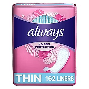 Always Thin Daily Panty Liners For Women, Light Absorbency, Unscented, 162 Count