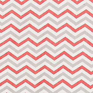 Trend Lab Coral and Gray Chevron Flannel Swaddle Blanket - Chevron Print Cotton, Coral, Gray and White, 48 in x 48 in