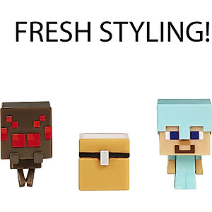 Minecraft Mob Head Minis Spider Slayer Steve Pack with 2 Action Figures & Accessories, Incudes Authentic Pixelated Video-Game Characters Steve & Spider, Collectible Gift for Fans Age 6 Years & Older