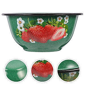 UPKOCH Enamel Bowl Vintage Mixing Bowl Soup Basin Soup Bowl Cereal Bowls Plate Round Farmhouse Enameled Bowls Enamelware for Salads Vegetables Soups Fruits Green
