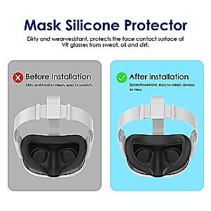 Silicone Face Pad Cover for Meta Quest 3 VR Face Cushion Pad for Meta Quest 3 Accessories (Black)