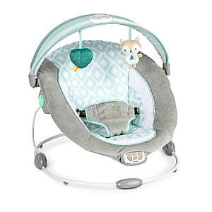 Ingenuity InLighten Baby Bouncer Seat with Light Up-Toy Bar and Bunny Tummy Time Pillow Mat - Kitt, Newborn and up
