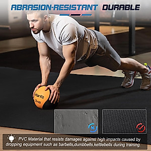 Exercise Mat - Rengue 8'x6' Large Exercise Mat Thick 7mm, Extra Wide Workout Mat for Men and Women, High-Density Large Gym Mat, Fit for Home Workout, Plyo, Cardio, Jump Rope, Weights